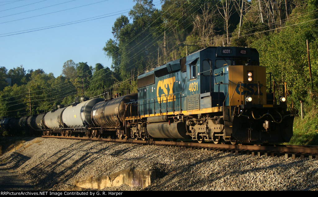 Empty anhydrous ammonia train, W94406, With CSXT 4031 solo